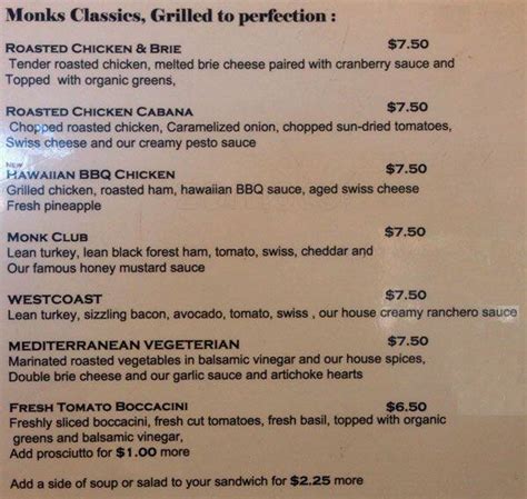 Menu At Wired Monk Cafe Surrey 103 13585 16th Avenue