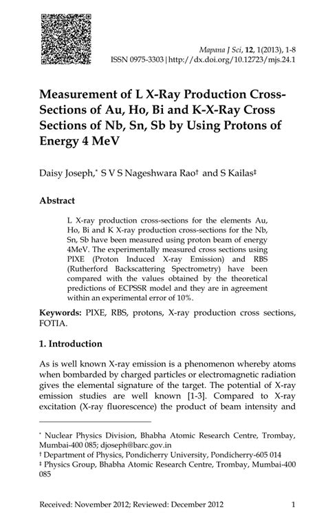 Pdf Measurement Of L X Ray Production Cross Sections Of Au Ho Bi And K X Ray Cross Sections
