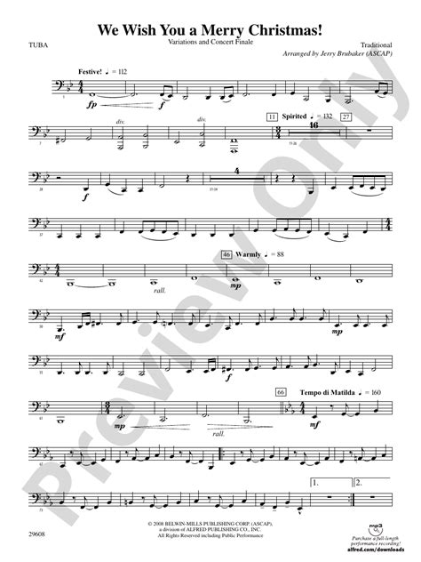 We Wish You A Merry Christmas Tuba Tuba Part Digital Sheet Music