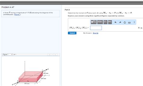 Solved A Force F Having A Magnitude Of 175 N Acts Along The