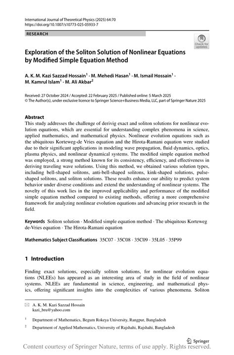 Exploration Of The Soliton Solution Of Nonlinear Equations By Modified