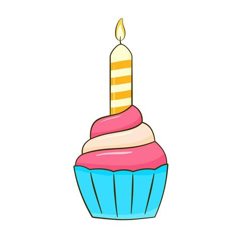 Cupcake With Candle 25377663 Vector Art At Vecteezy