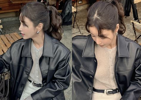 기은세 가죽자켓 입고 힙스터 가을 패션 스타픽