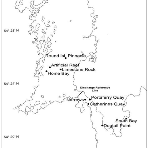 Map Of Strangford Lough Showing The Locations Of Pressure Sensors And