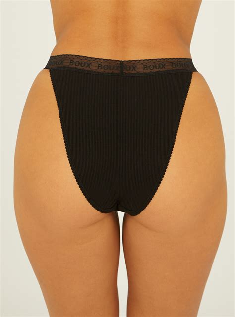 Yuna Ribbed Brazilian Knickers Black Boux Avenue Uk