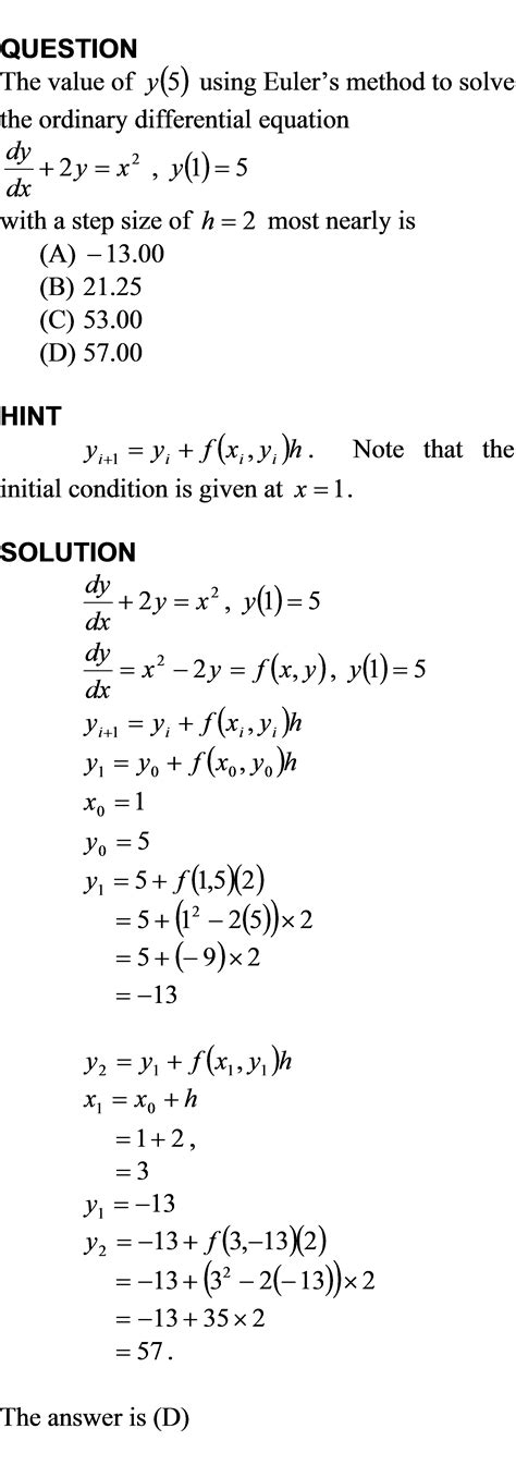 Eulers Method Example For Fe Exam Numerical Methods Guy