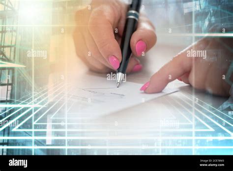 Woman Signing A Legal Document Light Effect Multiple Exposure Stock Photo Alamy