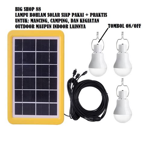 Jual Paket Panel Surya Solar Cell Lampu Siap Pakai Lampu Darurat Lampu Emergency Bohlam Solar