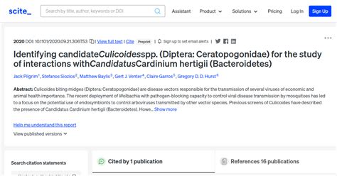 Identifying Candidate Culicoides Spp Diptera Ceratopogonidae For