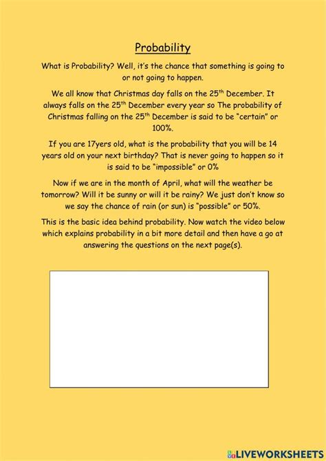 Probability Free Online Worksheet Probability Worksheets Probability Interactive Activities