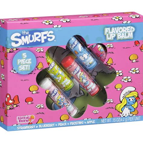 Smurfs Flavored Lip Balm Strawberry Blueberry Peach Apple Frosting 5
