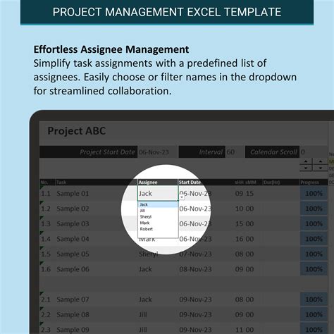 Hourly Planner Gantt Chart Excel Template Project Management Spreadsheet Etsy