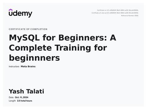 Yash Talati On Linkedin I Have Successfully Completed The Mysql For