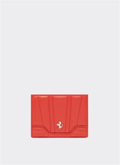 Gt Ferrari Leather Card Holder With Livery Motif In Rosso Dino Ferrari®