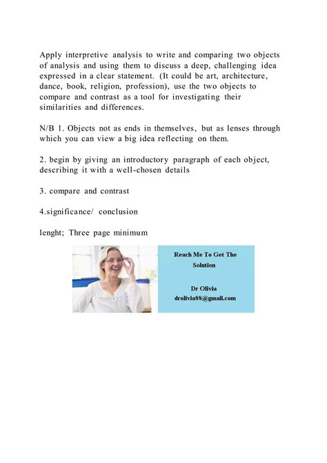 Apply Interpretive Analysis To Write And Comparing Two Objects Of An Docx