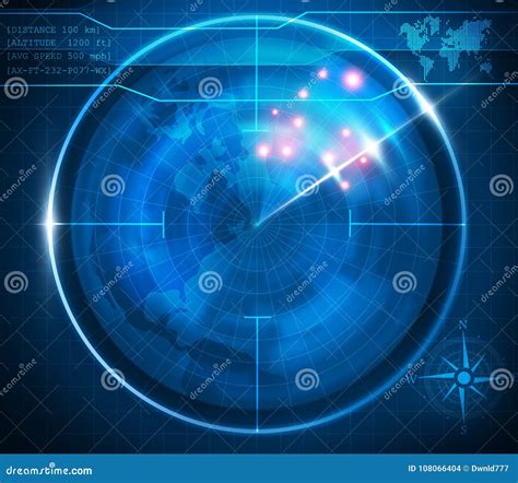 Blue Radar Screen With Planes Air Traffic Control Radar Monitor Show