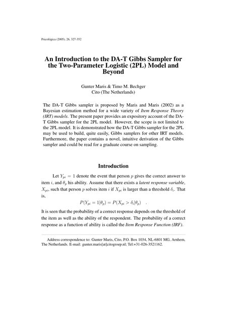 pdf an introduction to the da t gibbs sampler for the two parameter