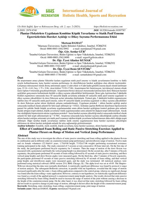 Pdf Effect Of Combined Foam Rolling And Static Passive Stretching