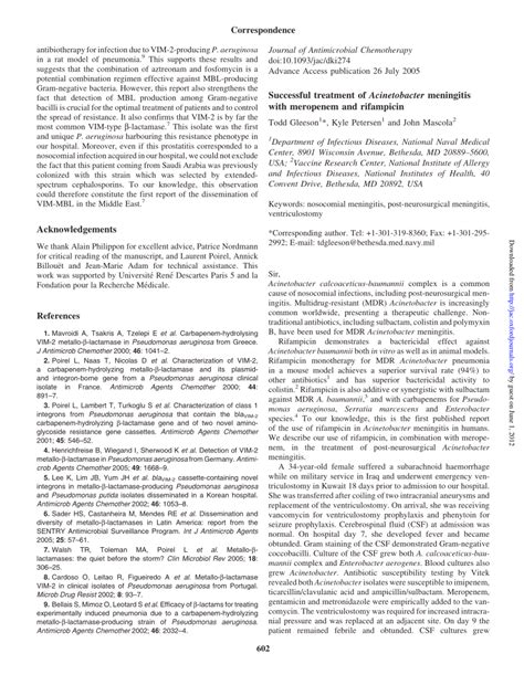 Pdf Successful Treatment Of Acinetobacter Meningitis With Meropenem And Rifampicin [5]