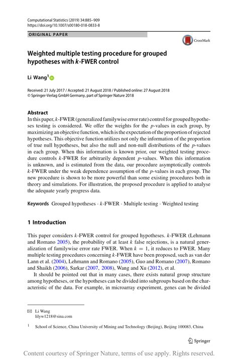 weighted multiple testing procedure for grouped hypotheses with k fwer