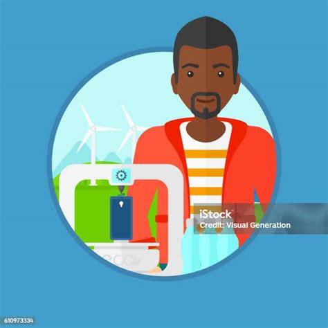 3개의 D 프린터 벡터 일러스트레이션을 가진 남자 과학에 대한 스톡 벡터 아트 및 기타 이미지 과학 기업 재무와 산업 녹색 기술 Istock