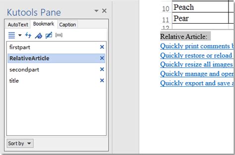 Quickly List All Bookmark Names And Navigate Between Bookmarks In Word