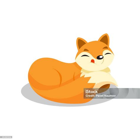 可愛的小狐狸躺在地板上蜷縮起來 滑稽的幼崽卡通人物向量插圖白色背景向量圖形及更多位置描述圖片 位置描述 動物 動物毛髮 Istock