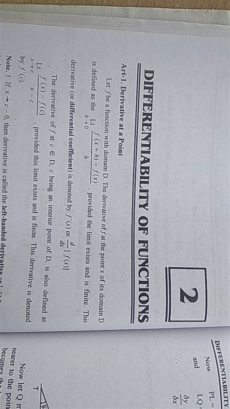 Differentiability Of Functionsart 1 Derivative At A Pointlet F Be A Fu
