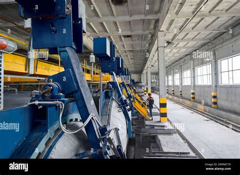 Autoclave Workshop With Tanks For Silica Blocks Hardening Stock Photo