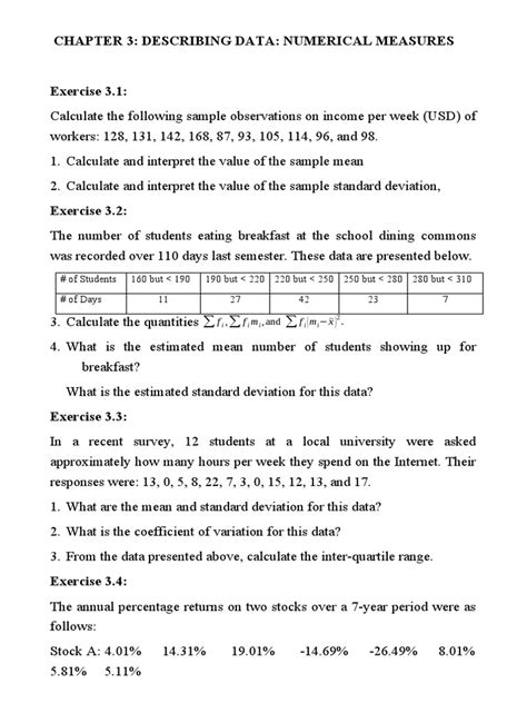 Exercises C3 Pdf Mean Median