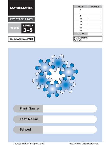 ks2 mathematics 2003 test b pdf mathematics