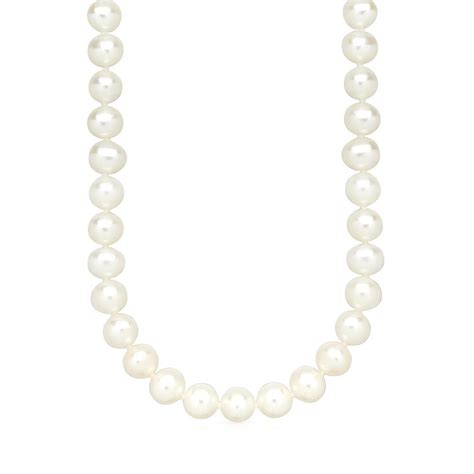 Freshwater Cultured Pearl Strand Necklace In Sterling Silver 7 7 5mm