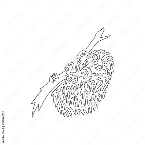 Continuous Curve One Line Drawing Of Sloth Tree Dwelling Mammal Curve