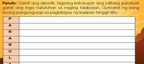 Panuto Gamit Ang Akrostik Bigyang Kahulugan StudyX