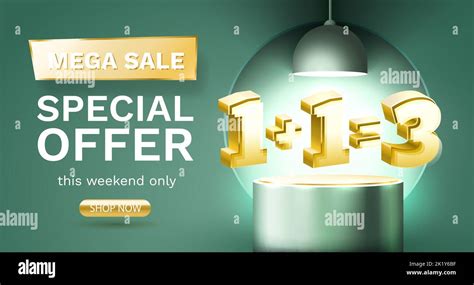 Special Offer One Plus One Equals Three Sale Off Poster Vector