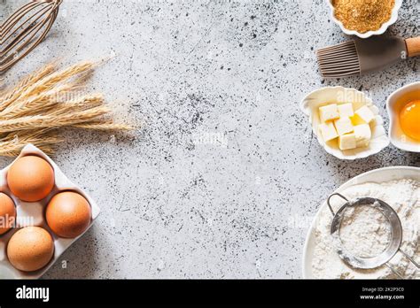 Baking Or Cooking Background Frame Ingredients Kitchen Items For