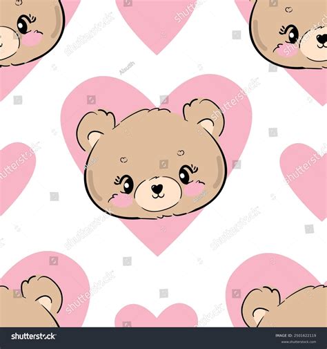 Cute Teddy Bear Pink Heart Pattern Stock Vector Royalty Free