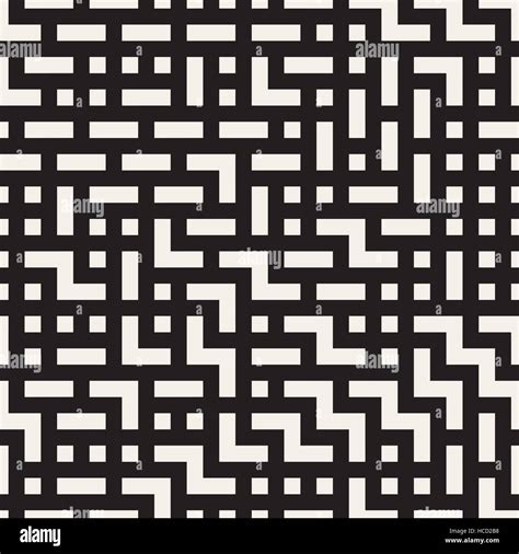 Irregular Maze Lines Vector Seamless Black And White Pattern Stock Vector Image Art Alamy