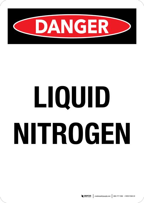 Danger Liquid Nitrogen Portrait Wall Sign