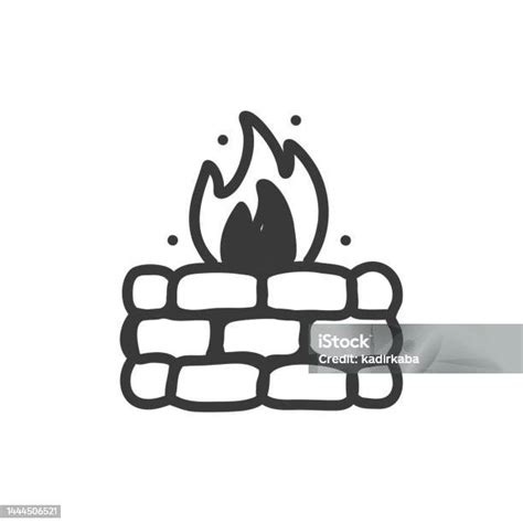 Antivirus Firewall Line Icon Sketch And Doodle Design Pixel Perfect