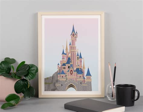 Disneyland Paris Sleeping Beauty Castle Art Print Etsy