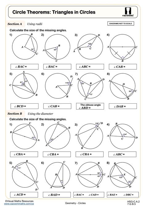 Circle Theorems: Triangles in Circles Worksheet | Fun and Engaging Middle School and High School ...