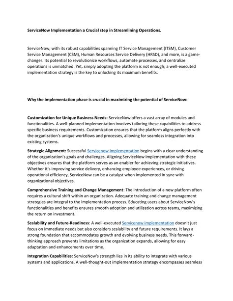 ppt servicenow implementation a crucial step in streamlining
