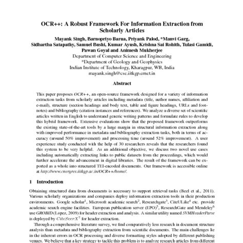 Ocr A Robust Framework For Information Extraction From Scholarly