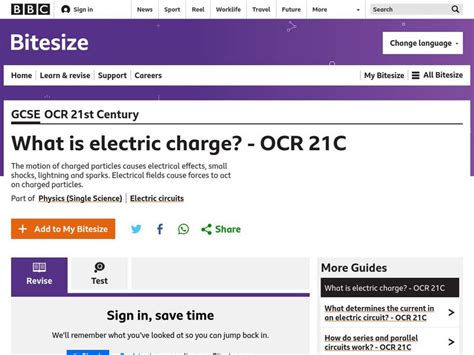 Bbc Gcse Bitesize What Is Electric Charge Ocr 21 C Unit Plan For 9th 10th Grade Lesson Planet