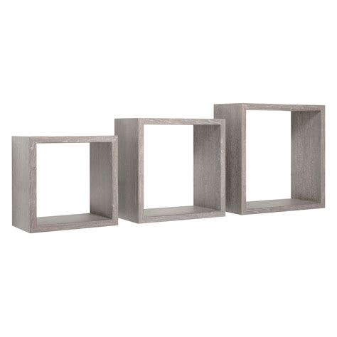 Étagères cubiques murales Lot de cubes modulaires Chêne Gris mod InCubo Leroy Merlin