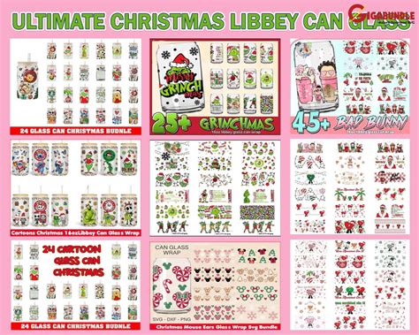 New Ultimate Cartoons Christmas 16oz Libbey Can Glass Wrap Glass Can