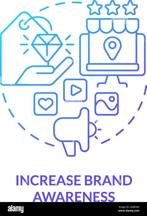 Increase Brand Awareness Blue Gradient Concept Icon Stock Vector Image