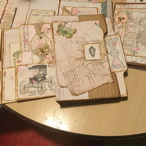 Mini File Folders Antique Ticking Stripes Junk Journal Kit Ephemera Neutral Printable