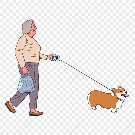 강아지를 산책하는 노부 Png 일러스트 무료 다운로드 Lovepik